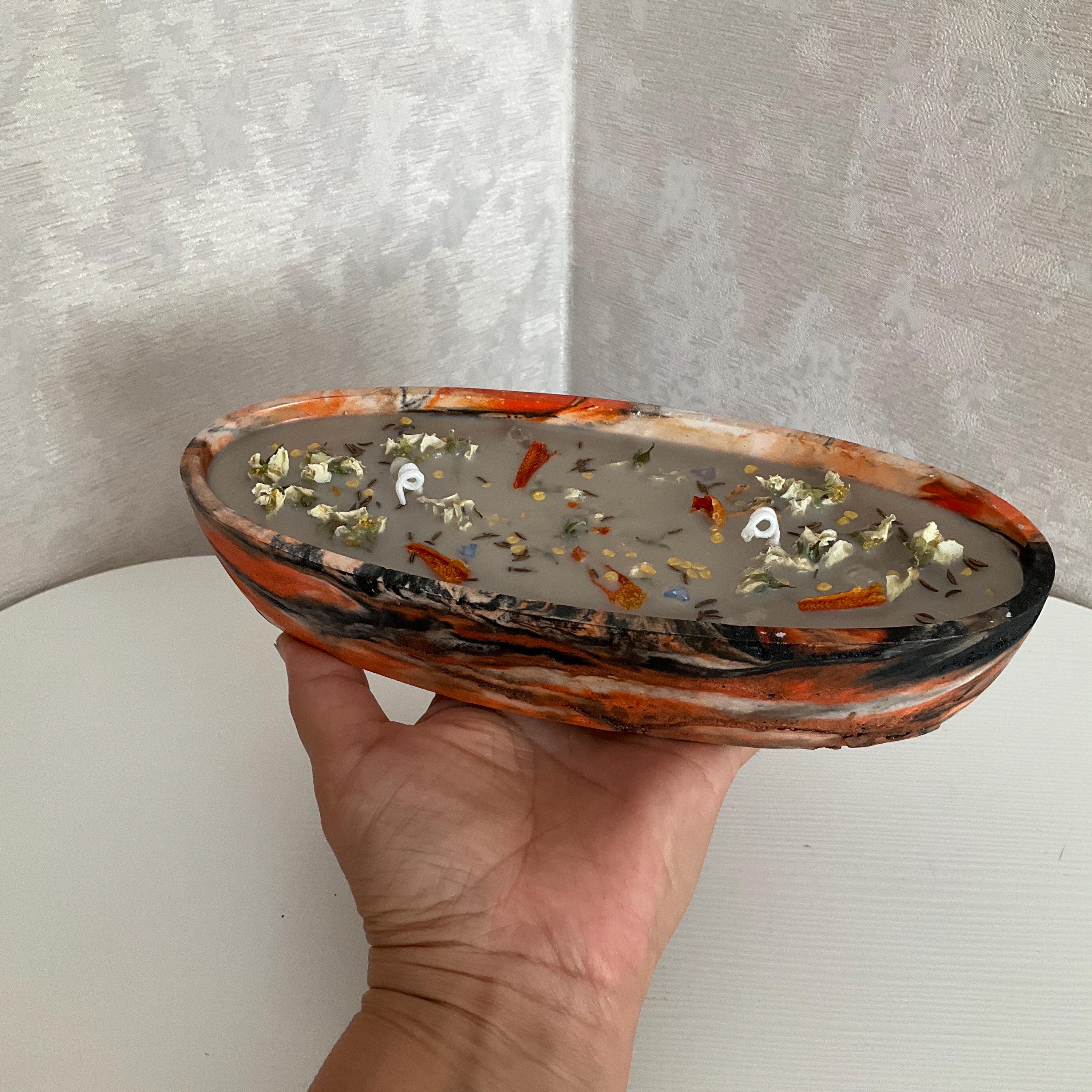 Handmade Ritual Candle in Gypsum Boat, Scented Intention Candle ...