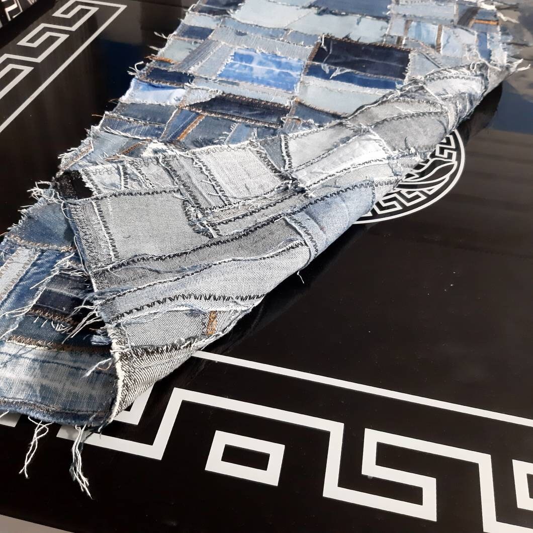 Patchwork Denim Table Runner, Rustic Tablecloth of Recycled Jeans ...