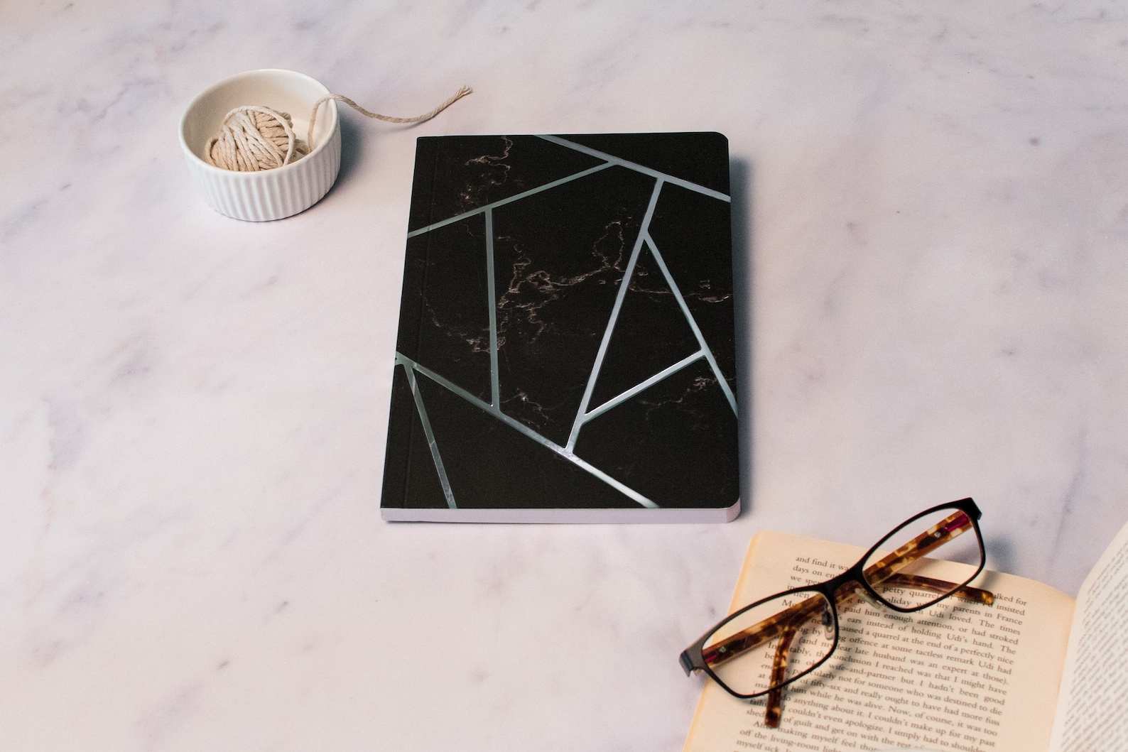 Black Marble Geometric Notebook, Handmade Marble A5 Notebook, Marble ...