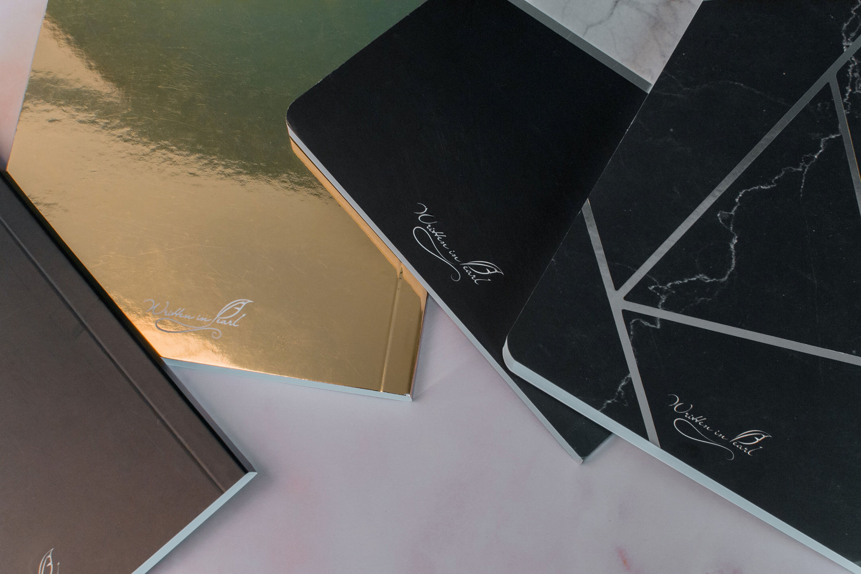 Black Marble Geometric Notebook, Handmade Marble A5 Notebook, Marble ...