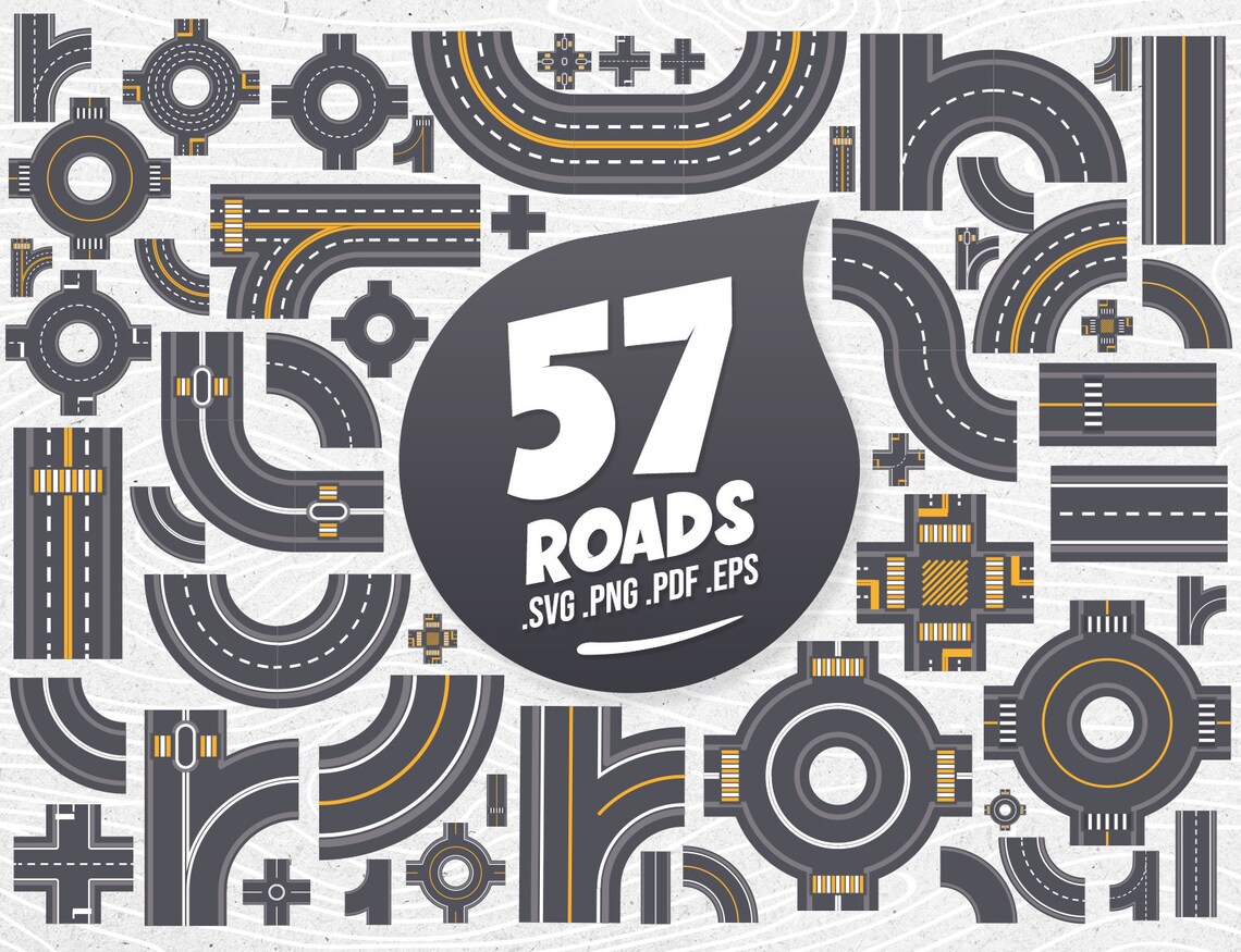 57 Roads Clipart Roads SVG Roads PNG Roads vector Roads | Etsy
