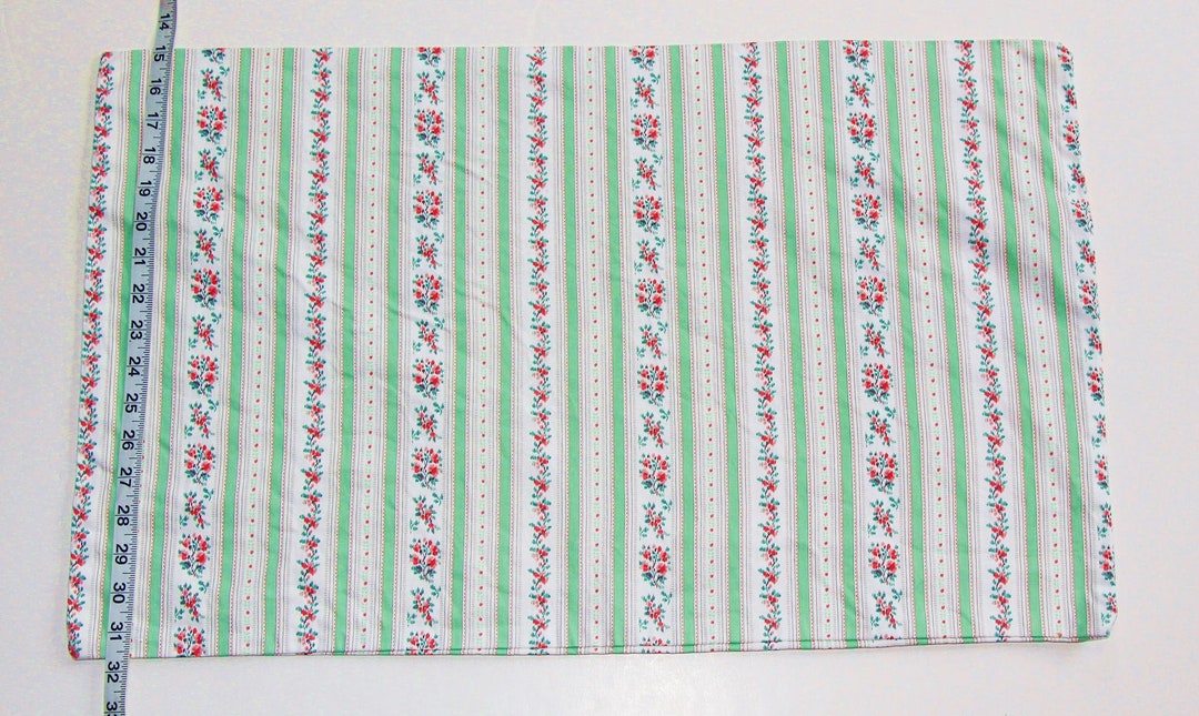 Vintage Ticking Stripe Fabric Pillow Tick Case Green Pink Red Floral 27 ...