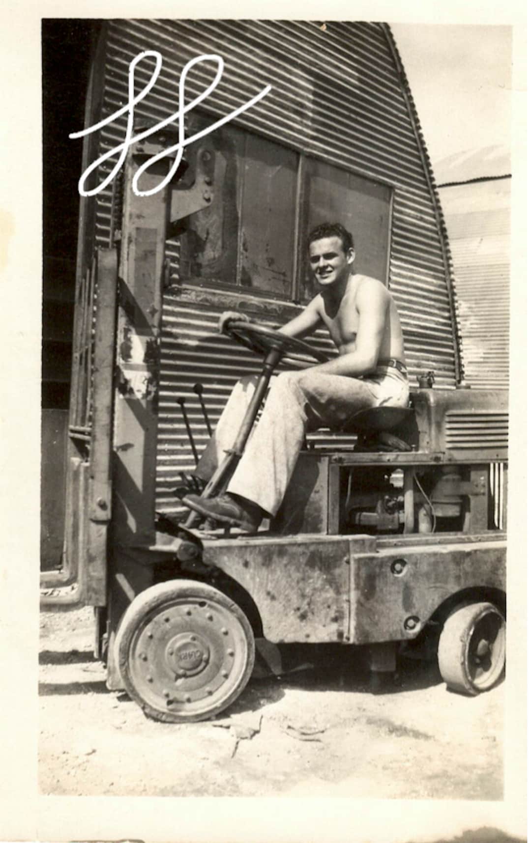 Vintage Man on Forklift - Etsy