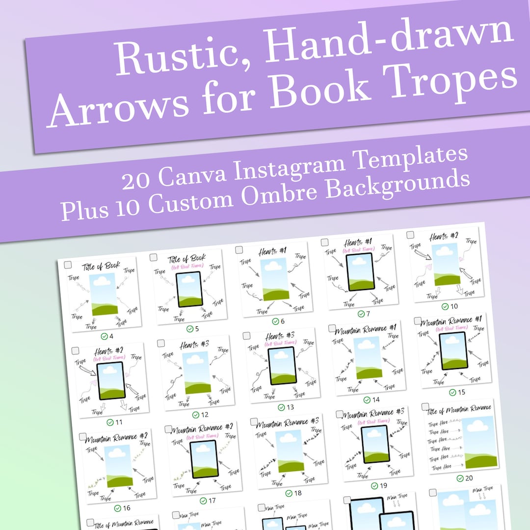 SQUARE STYLE: Book Trope Canva Template, Instagram Book Trope Arrow ...