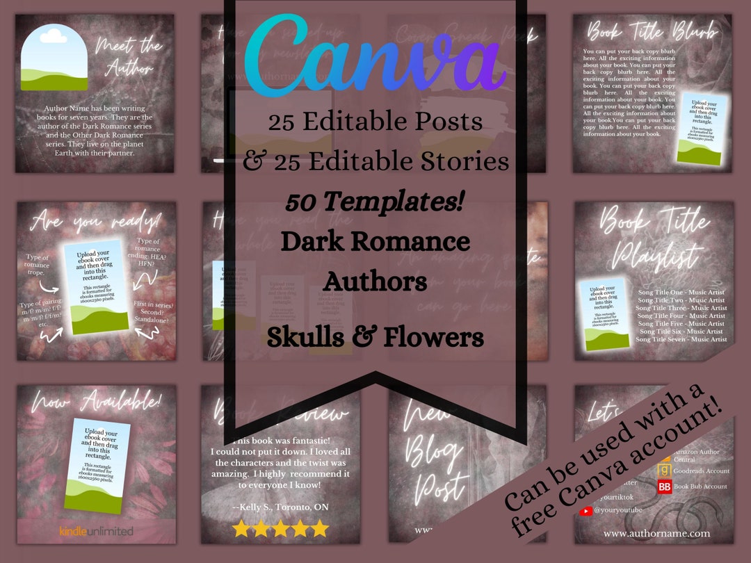 50 Editable Instagram Templates for Dark Romance Authors/writers ...