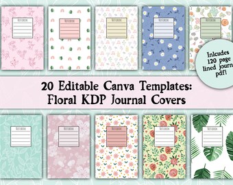 Canva Lined Flower Journal 20 Editable Templates for - Etsy