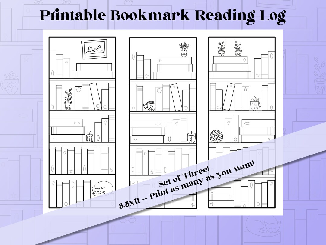 Printable Bookmark Reading Log, Book Tracker, Instant Download ...