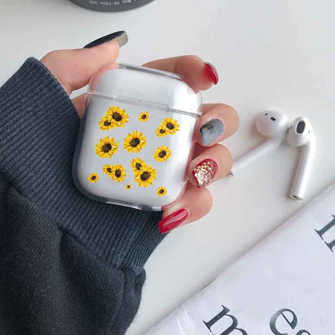 Sunflower Case Floral Airpods Case Clear Airpods Case Design | Etsy