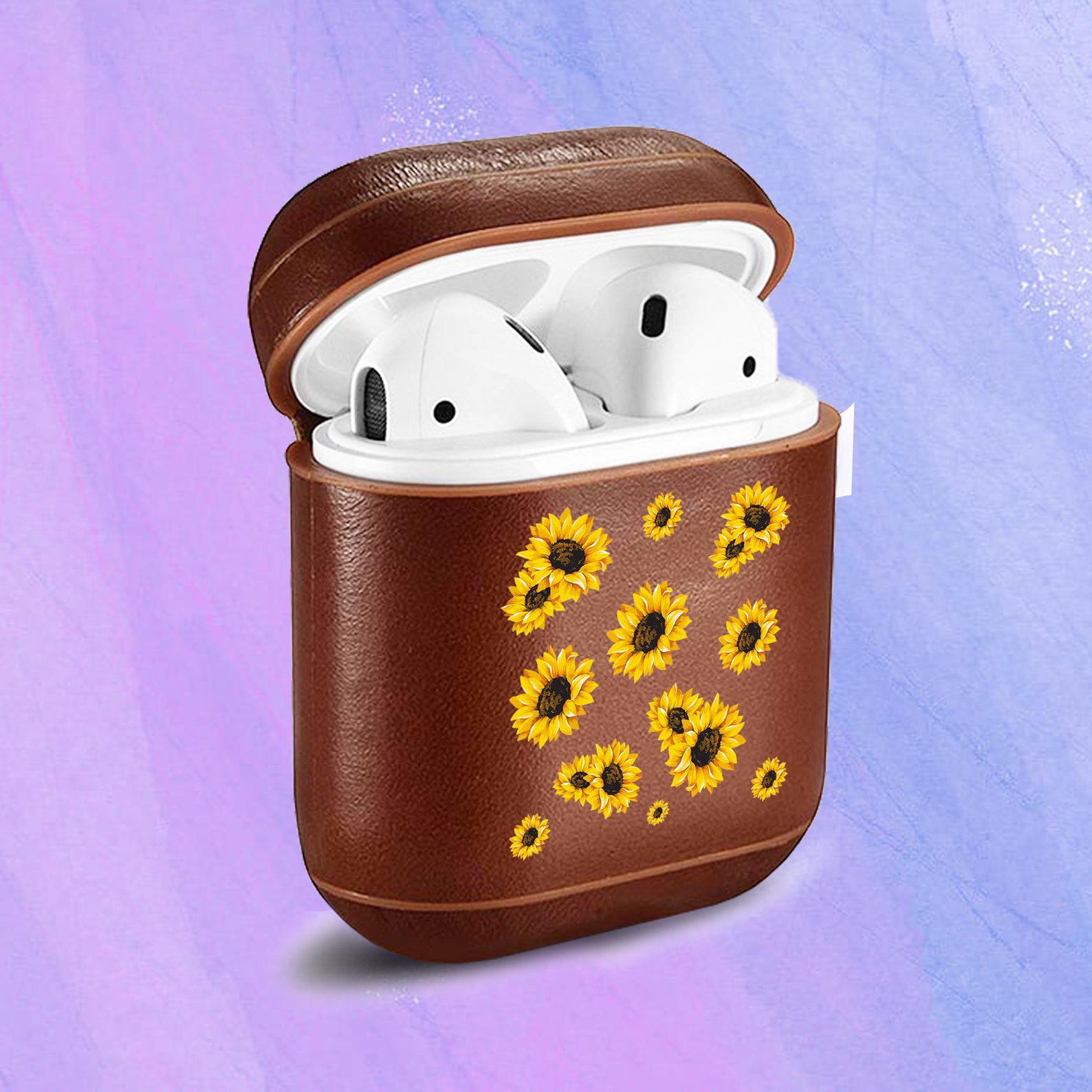 Sunflower Case Floral Airpods Case Leather Airpod Case Design Etsy