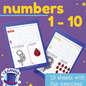Numbers 1 to 10 Printable Learning for Children Learning | Etsy