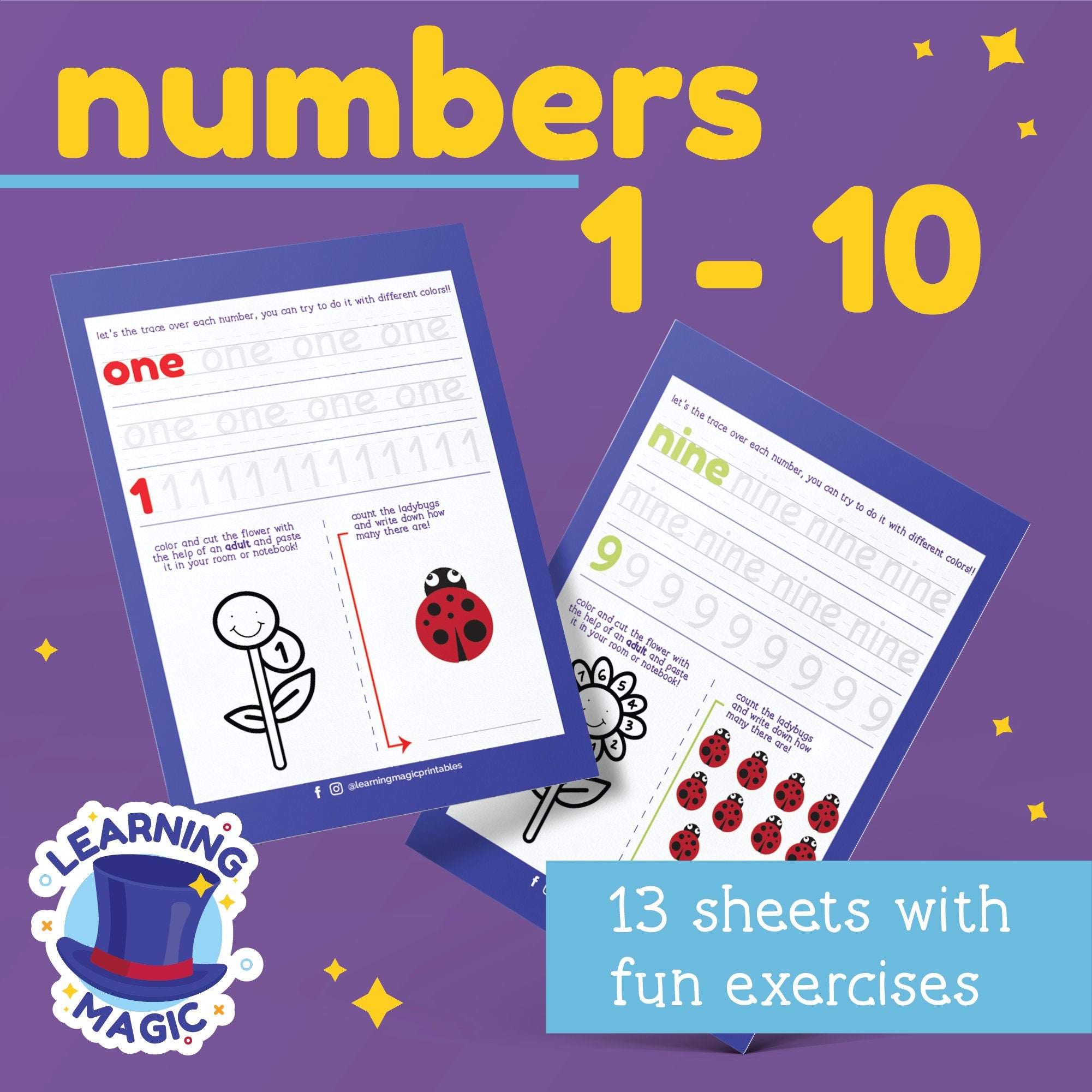 Numbers 1 to 10 • Printable • Learning for Children • Learning ...