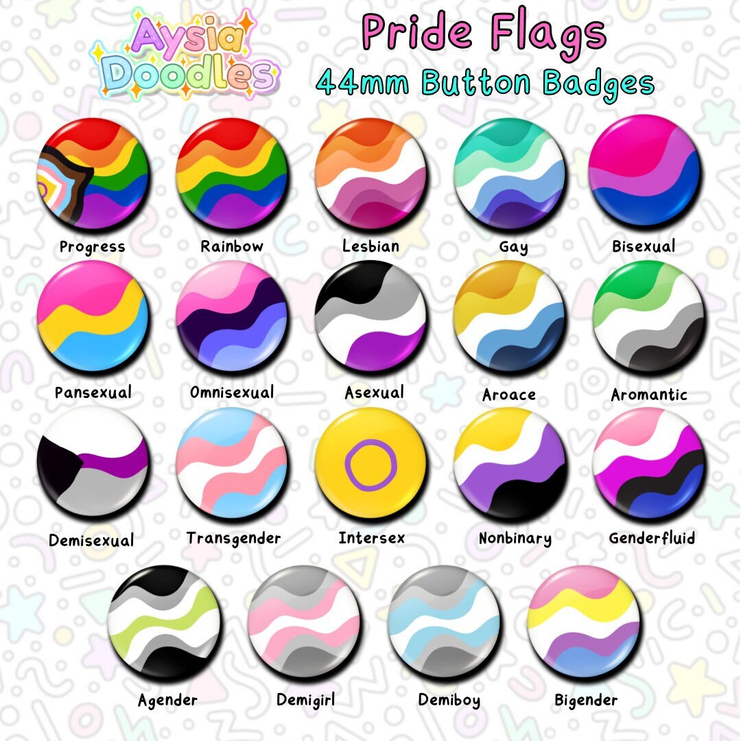 LGBTQ Pride Flag Badges 44mm/1.75inch Button Badges LGBTQ Gifts ...
