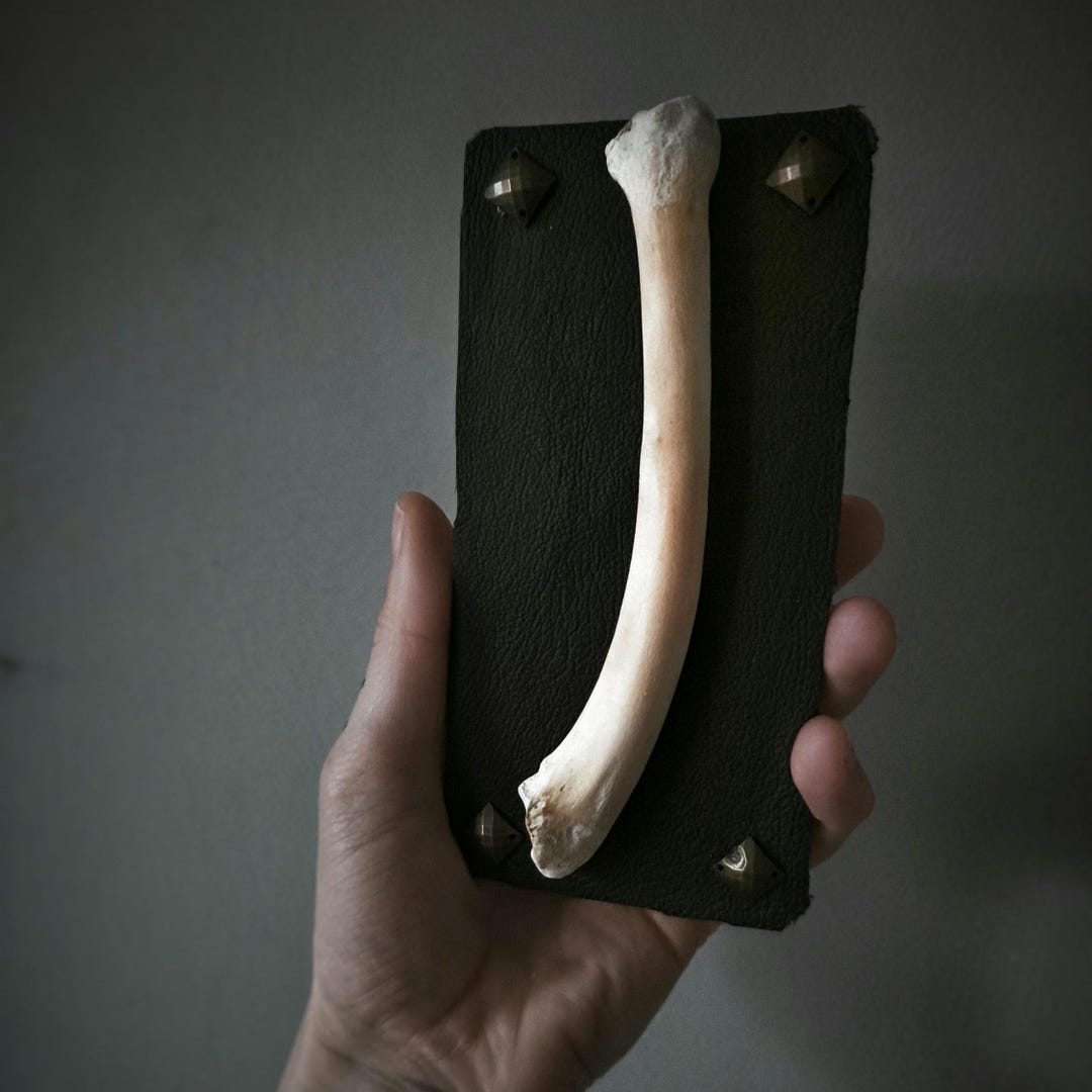 Gothic Bone Wall Hanging | Reclaimed Wood & Leather Decor | Ethical ...