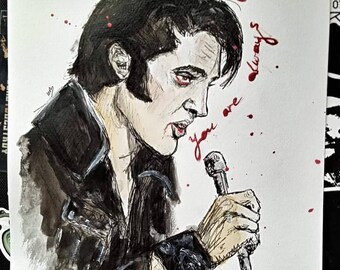Elvis Presley Watercolor Painting - Etsy