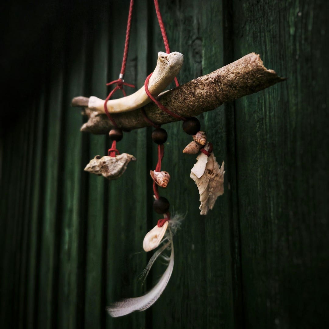 Viking Witch Bone Hanging • Boho Nature Mobile • Ethical Bone & Shell ...