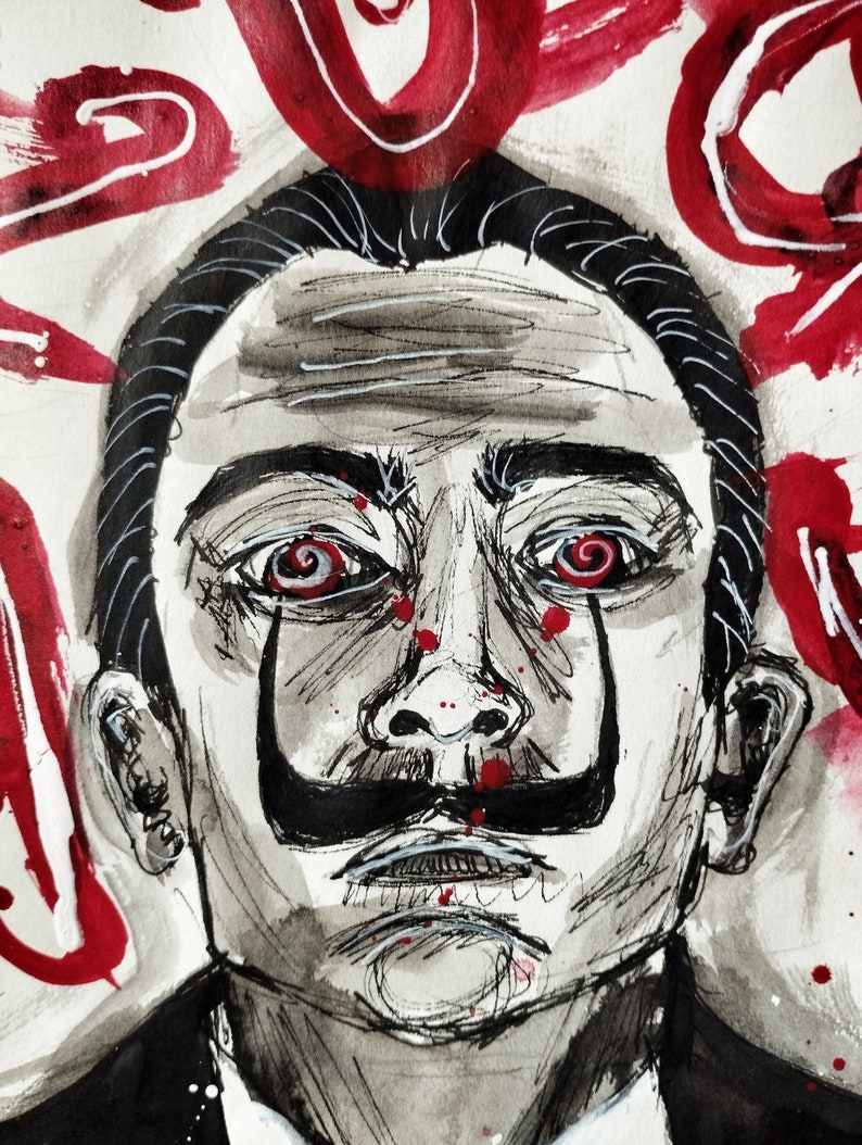 Salvador Dali Ink Painting Wall Decor - Etsy