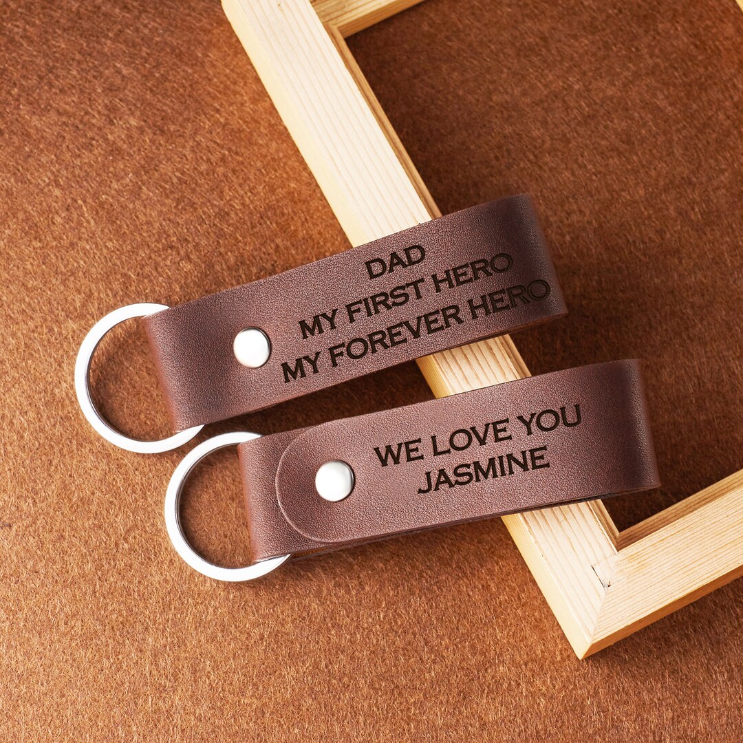 Dad Key Chain, Personalized Leather Keychain, New Dad Keychain Leather ...