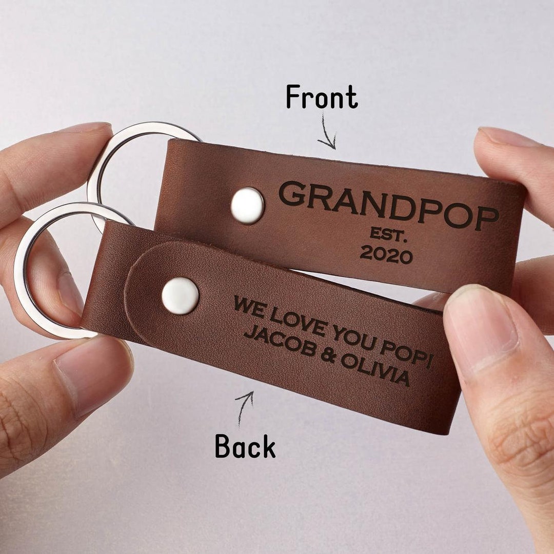 Grandpa Keychain Leather, Grandpa First Gift, Grandpa Established Gift ...
