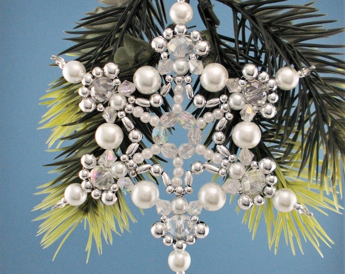 White and Silver Snowflake Ornament - 011 - Etsy