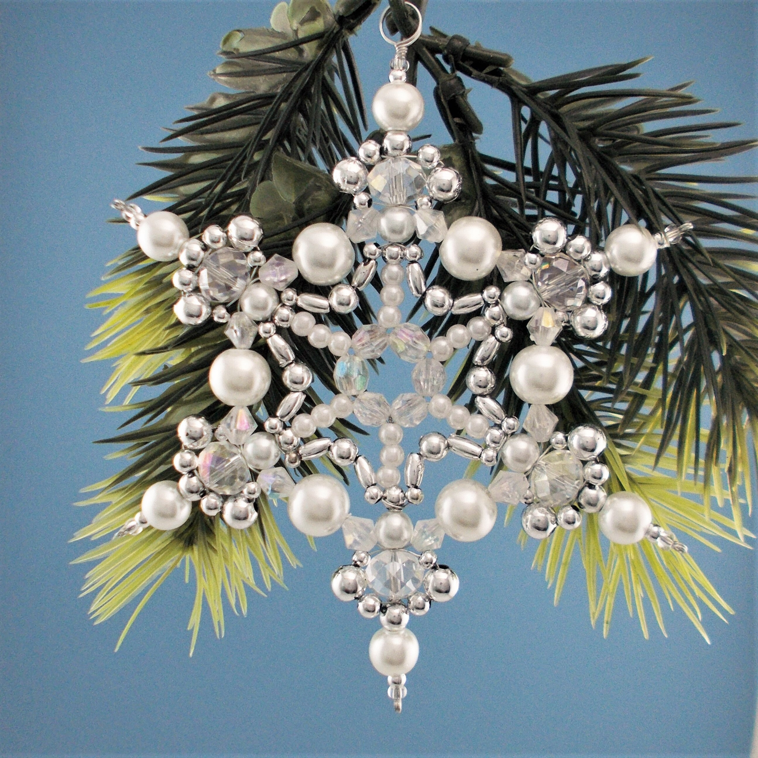 White and Silver Snowflake Ornament 011 - Etsy