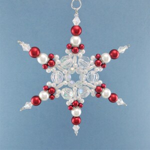 Red and White Snowflake Ornament 042 - Etsy