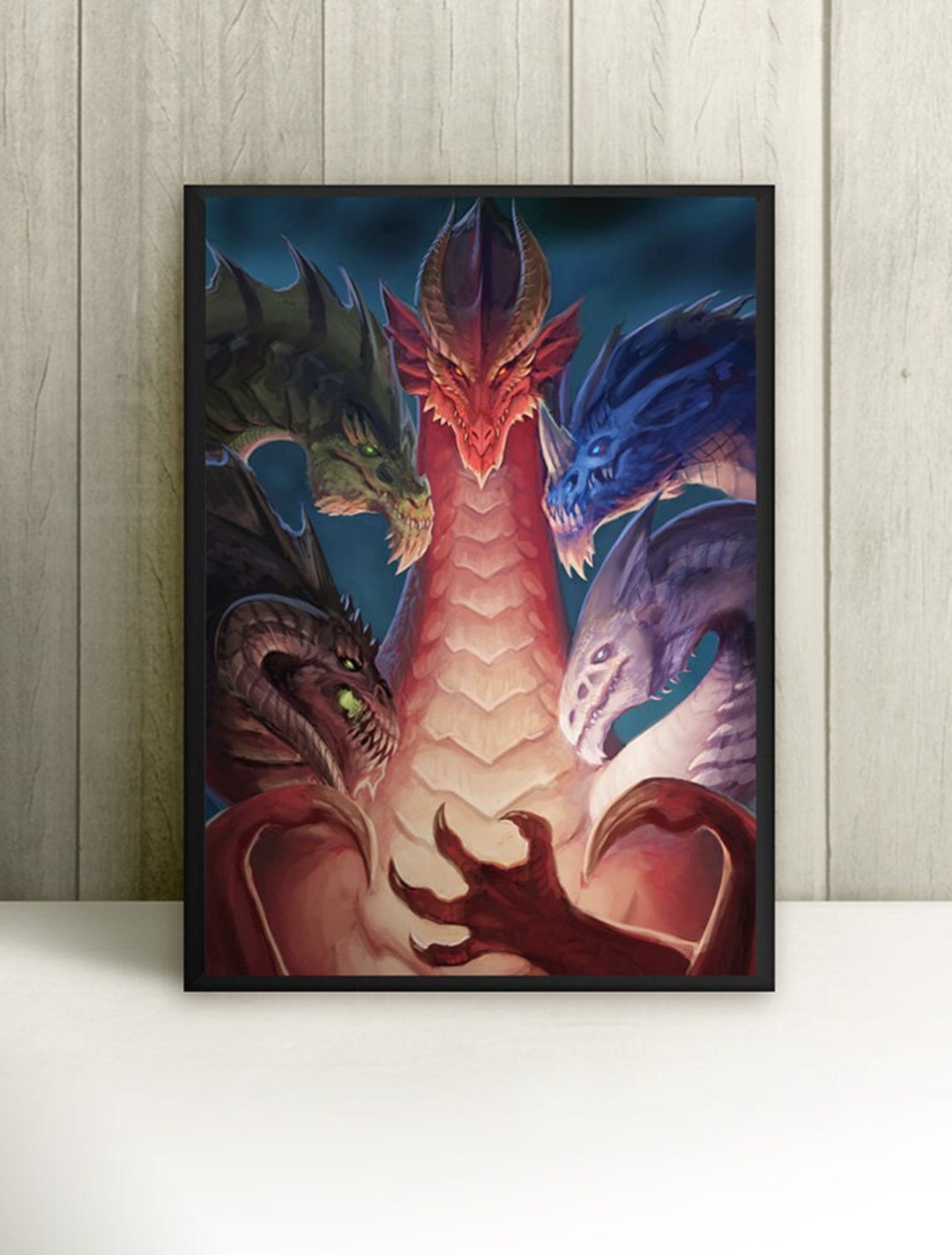 Poster Print A4, A3, Tiamat Dragon, Dungeons and Dragons, Fantasy ...