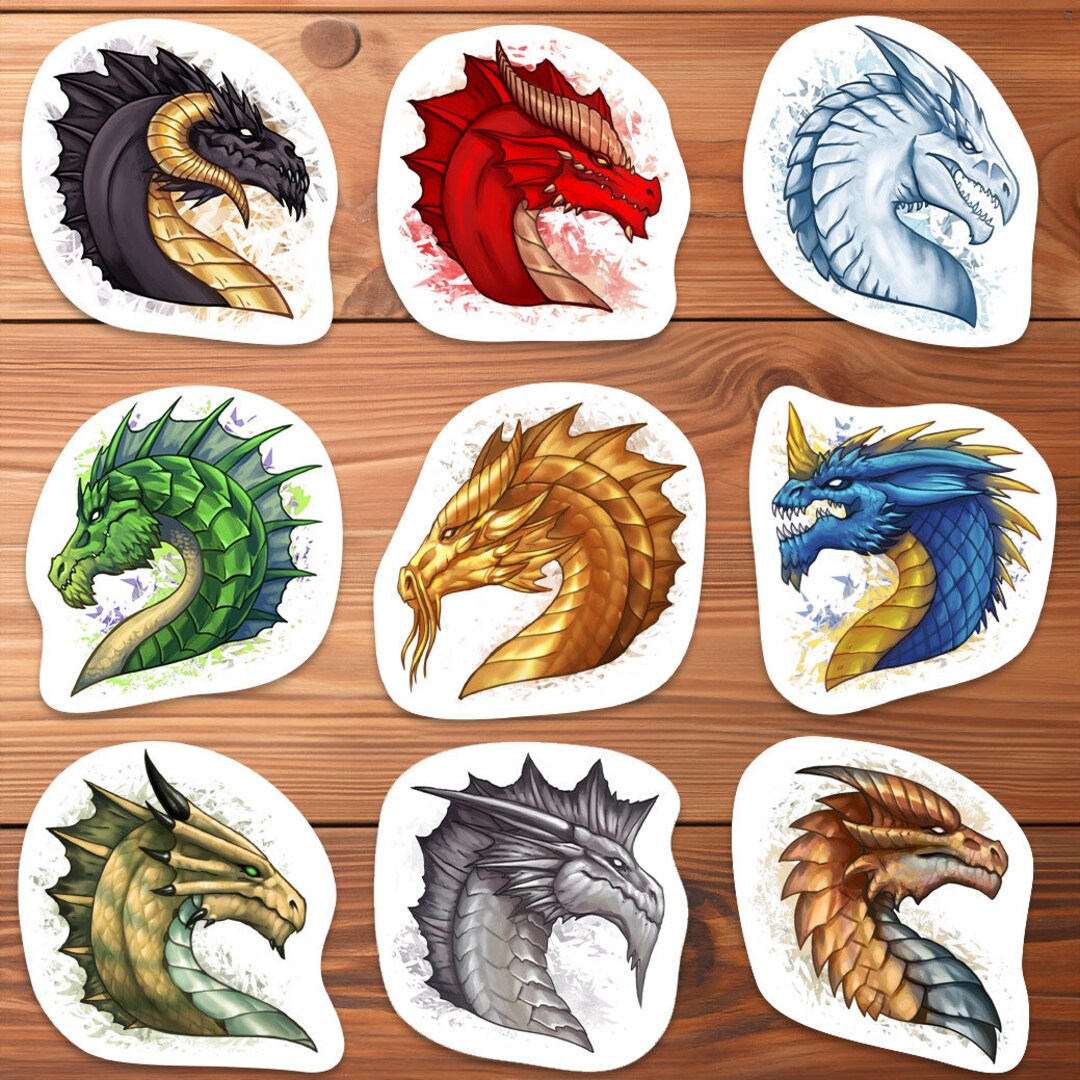Vibrant Dragon Sticker Set, Mythical Fantasy Creature Decals for Laptop ...