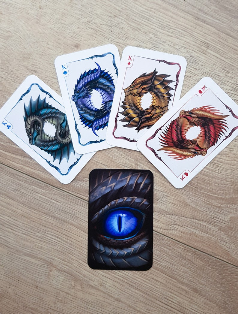 Dragon Playing Cards: Crystal Gem Suits, Blue Eye Deck - Etsy