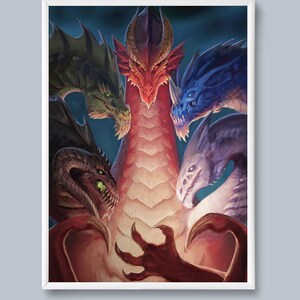 Poster Print A4, A3, Tiamat Dragon, Dungeons and Dragons, Fantasy ...