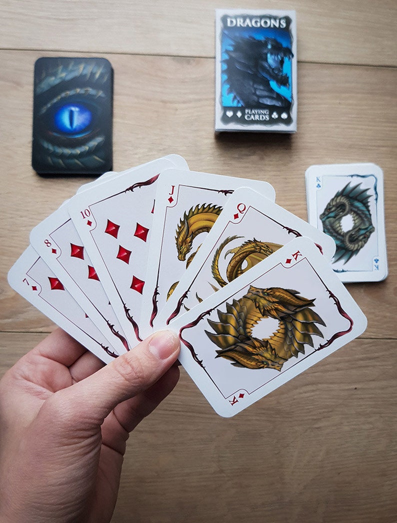 Dragon Playing Cards: Crystal Gem Suits, Blue Eye Deck - Etsy