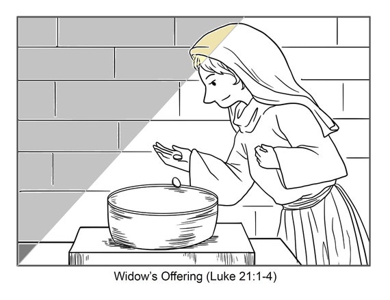 Sunday School Bible Coloring Pages Widow's Offering - Etsy