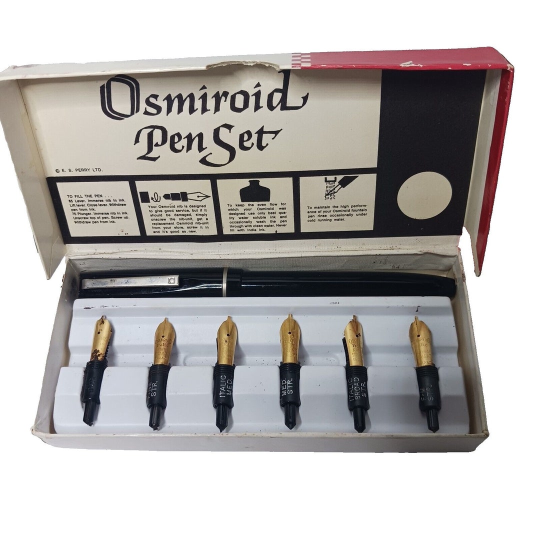 Osmiroid Fountain Pen Italic 6 Nib Set 17512 England Calligraphy Tool ...
