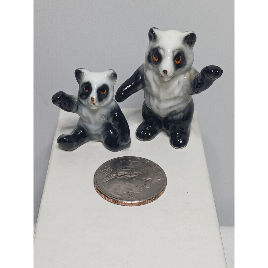 Miniature Panda Bear Figurines Vintage Diorama Set of 2 - Etsy