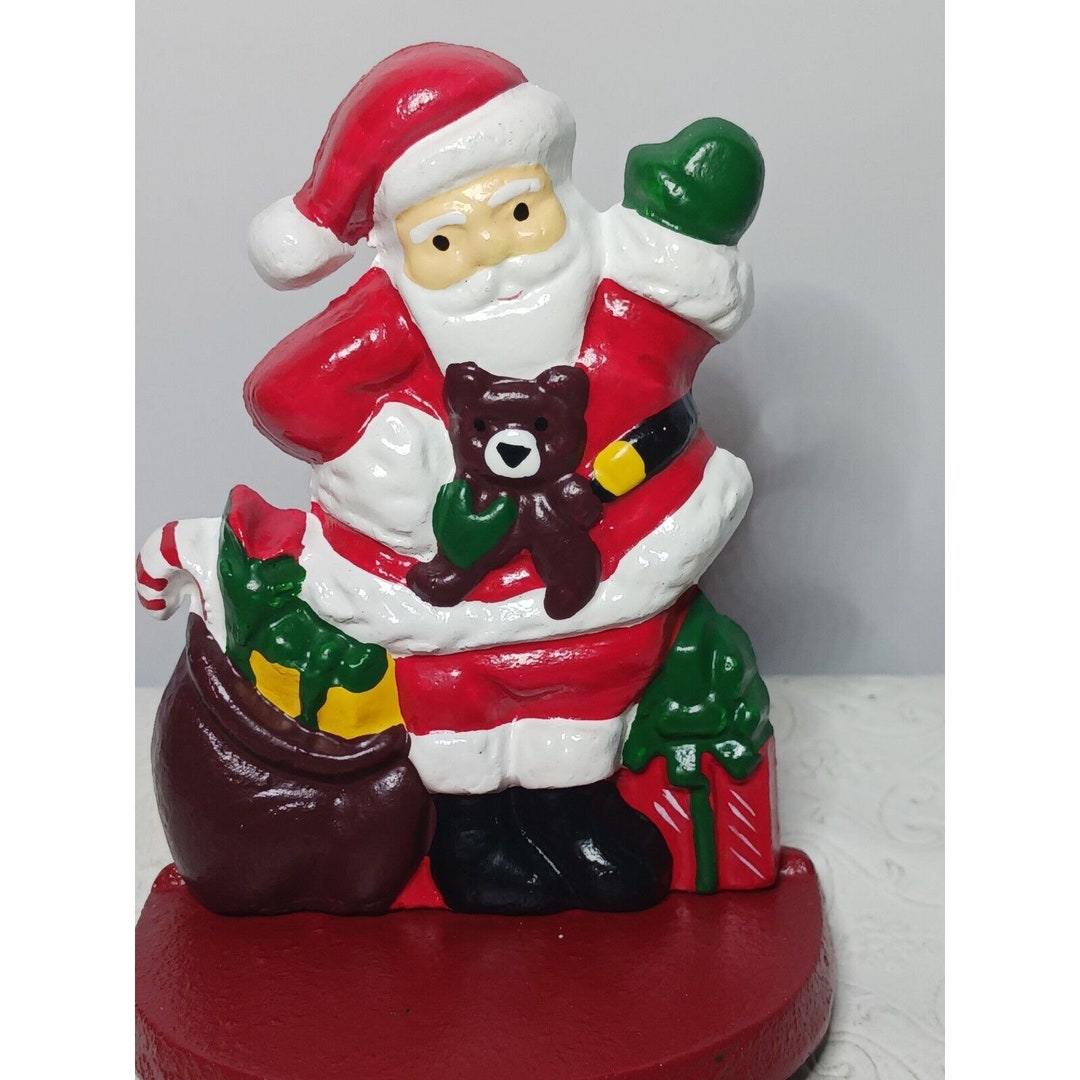 Cast Iron Santa Claus Christmas Stocking Hanger Holder 1990 Lillian ...