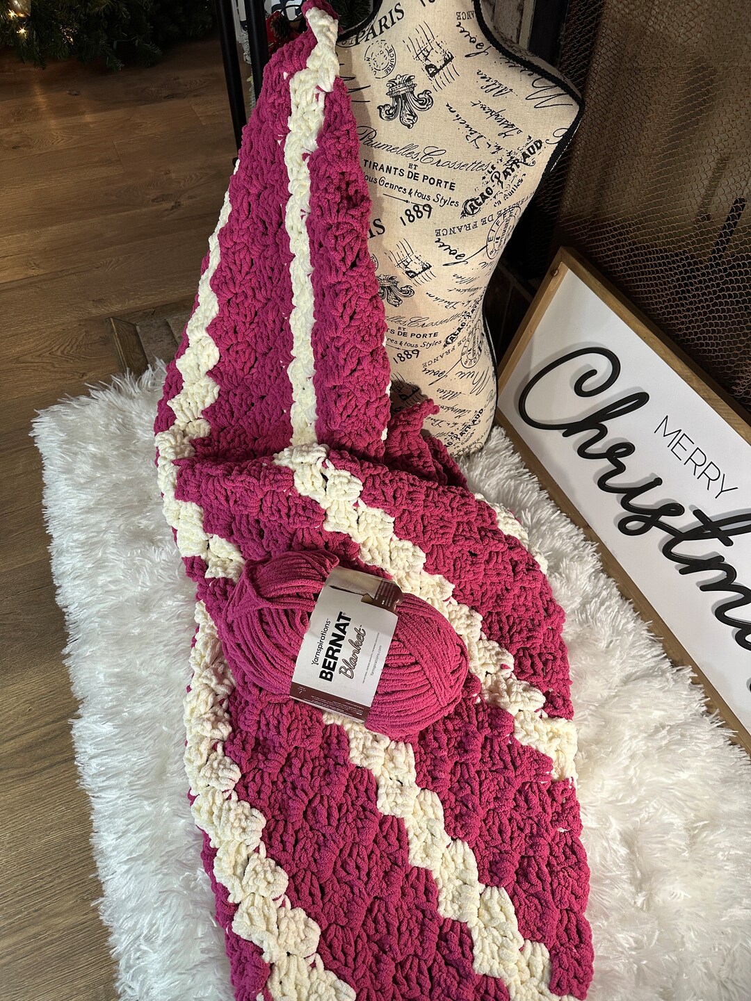 Super Soft Raspberry & Cream Afghan - Etsy