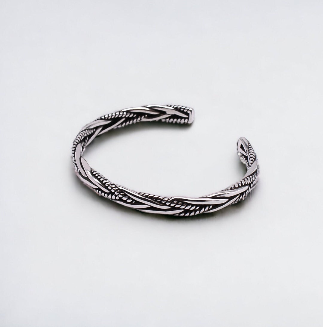 Viking Cuff Bracelet From 925 Sterling Silver Celtic Knot Norse Nordic ...