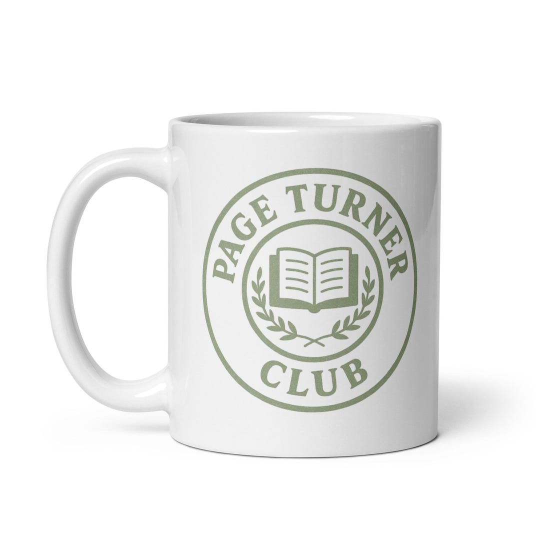 Page Turner Club Vintage Seal Logo Mug | Retro Book Lover Gift ...