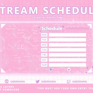Pastel Pink Stream Schedule Template / Celestial / Stream Assets ...