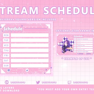 Pastel Pink Stream Schedule Template / Celestial / Stream Assets ...