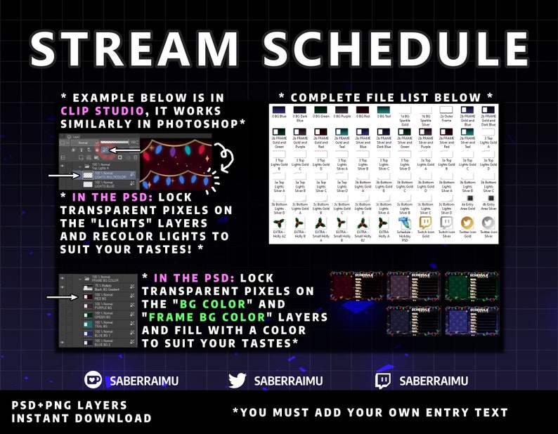 Holiday Stream Schedule Template | Vtuber Schedule | Vtuber Graphics ...