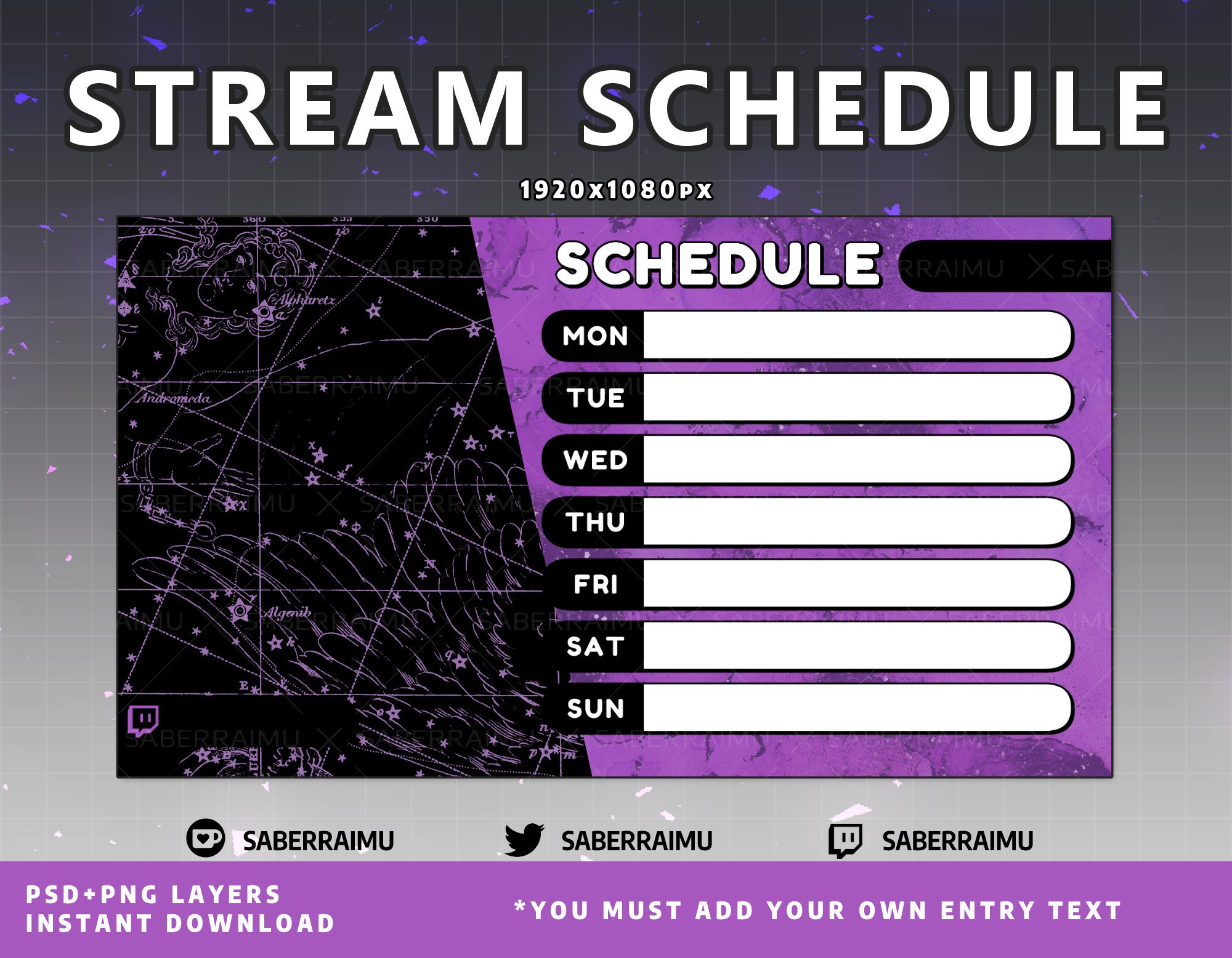Pastel Purple Stream Schedule Template | Star Chart Schedule | Stream ...