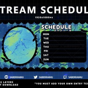 Green Stream Schedule Template | Gothic Vtuber Schedule | Vtuber ...