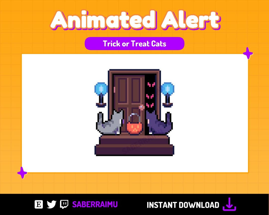 Cute Animated Stream Alert - Twitch Alert - Halloween Cat Stream Alert ...