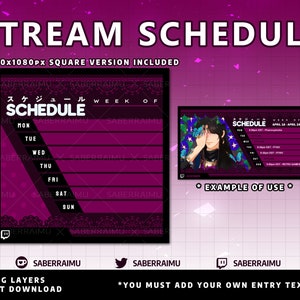 Purple Stream Schedule Template / Dark Lace / Stream Assets / Streamer ...