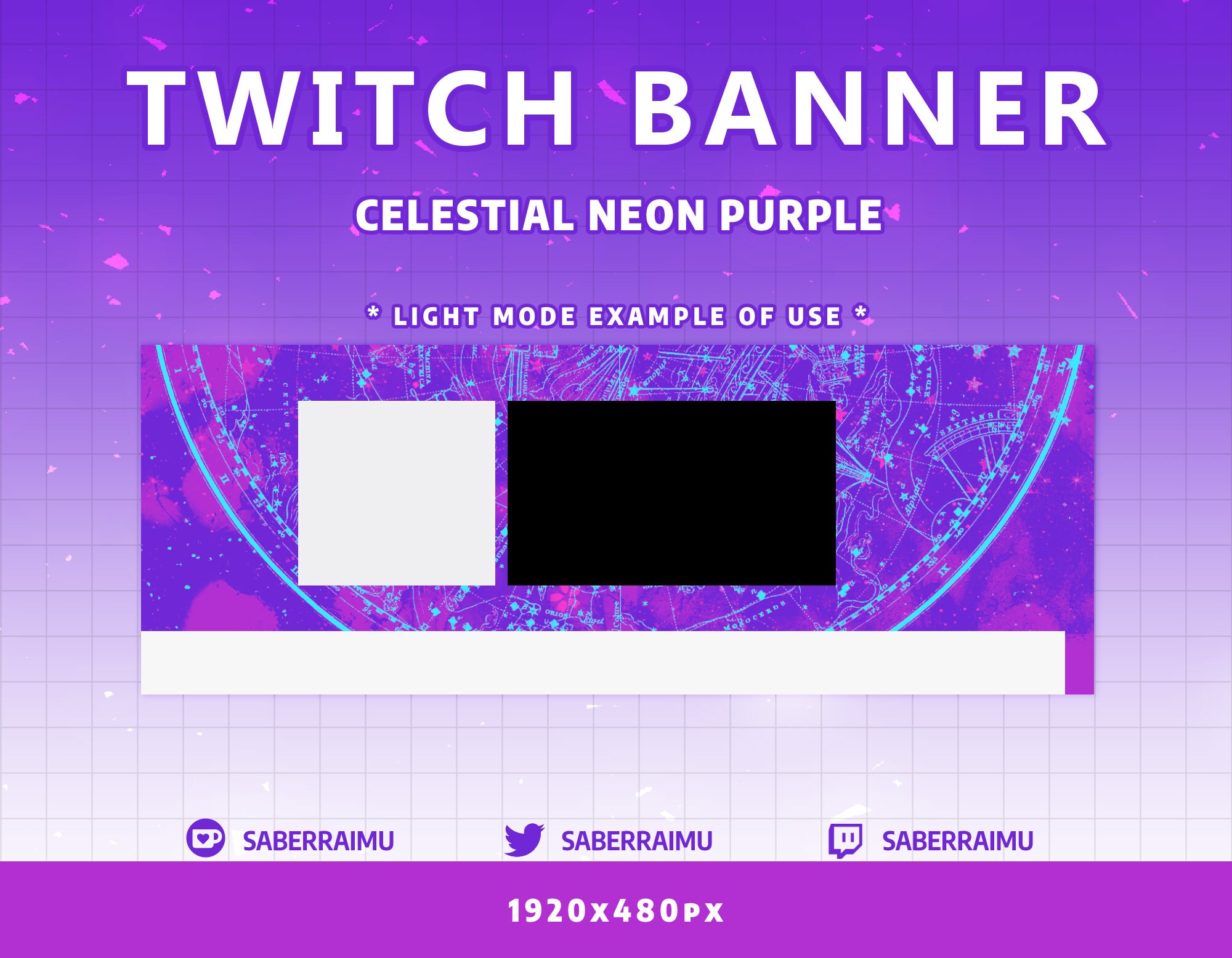 Neon Purple Twitch Banner / Star Twitch Banner / Stream Assets ...