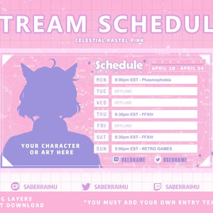 Pastel Pink Stream Schedule Template / Celestial / Stream Assets ...