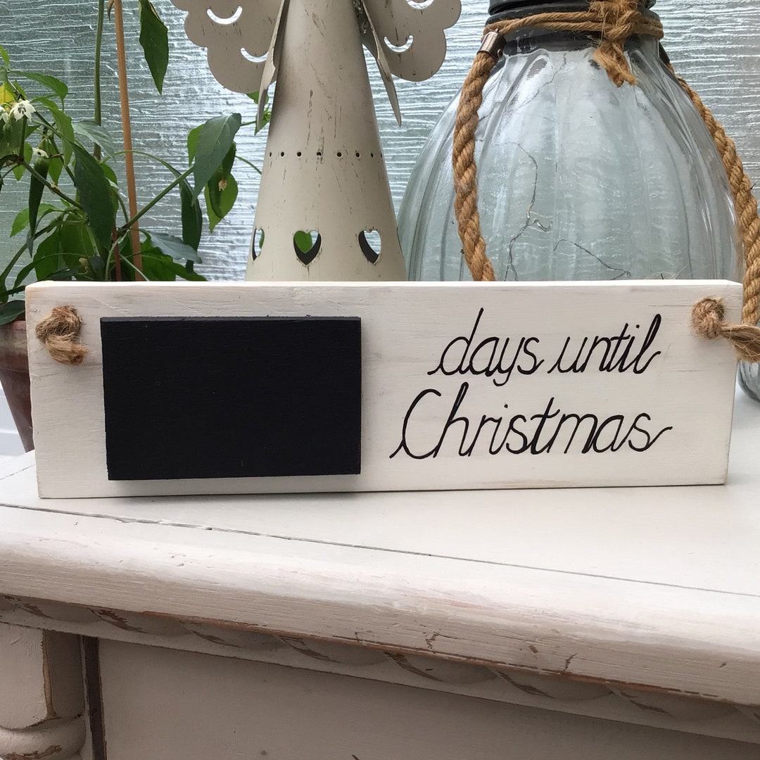 Days Until Christmas Countdown Chalkboard - Reclaimed Timber White Wall ...