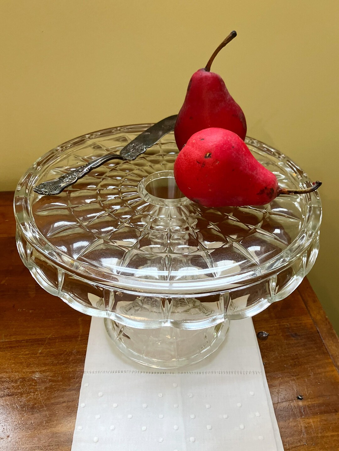 Vintage Indiana Glass Cake Stand | Atomic Starburst Rum Well - Etsy