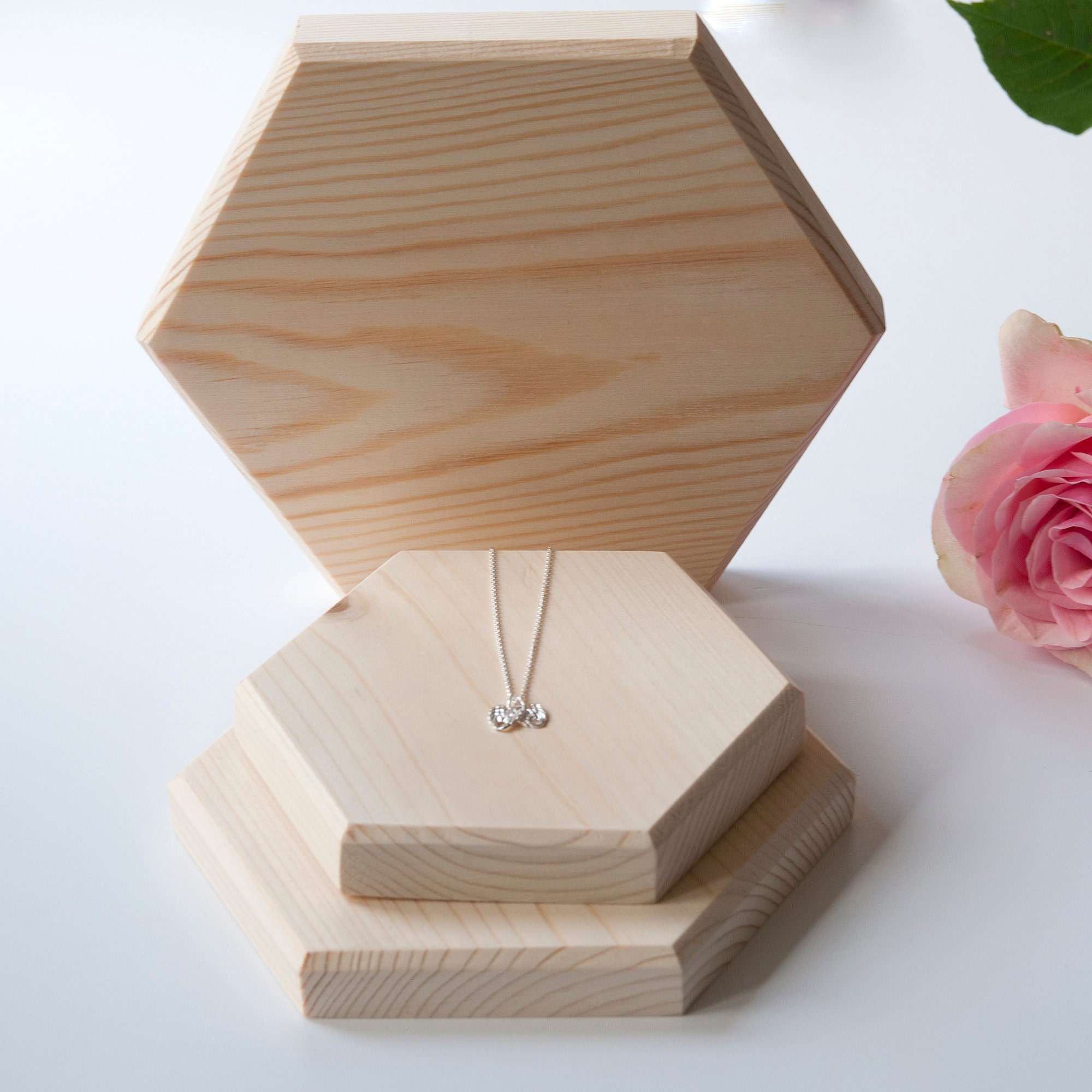 Hexagon Wood Jewellery Displays Shop Display Jewellery White | Etsy UK