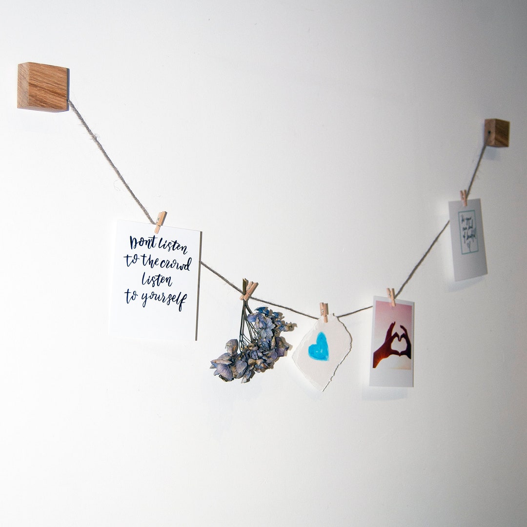 Oak Picture Holder, Wooden Picture Display, Mini Clothes Pegs, Hanging ...